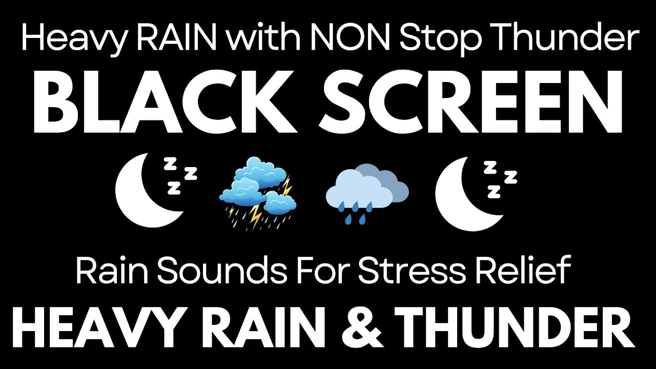 Soothing Relaxing Rain Sounds For Stress Relief | Black Screen Rain ...