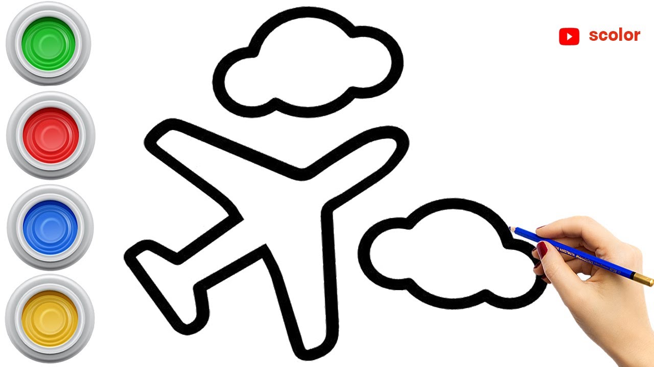 How to Draw and painting an Easy airplane for Kids and Toddlers Step by ...