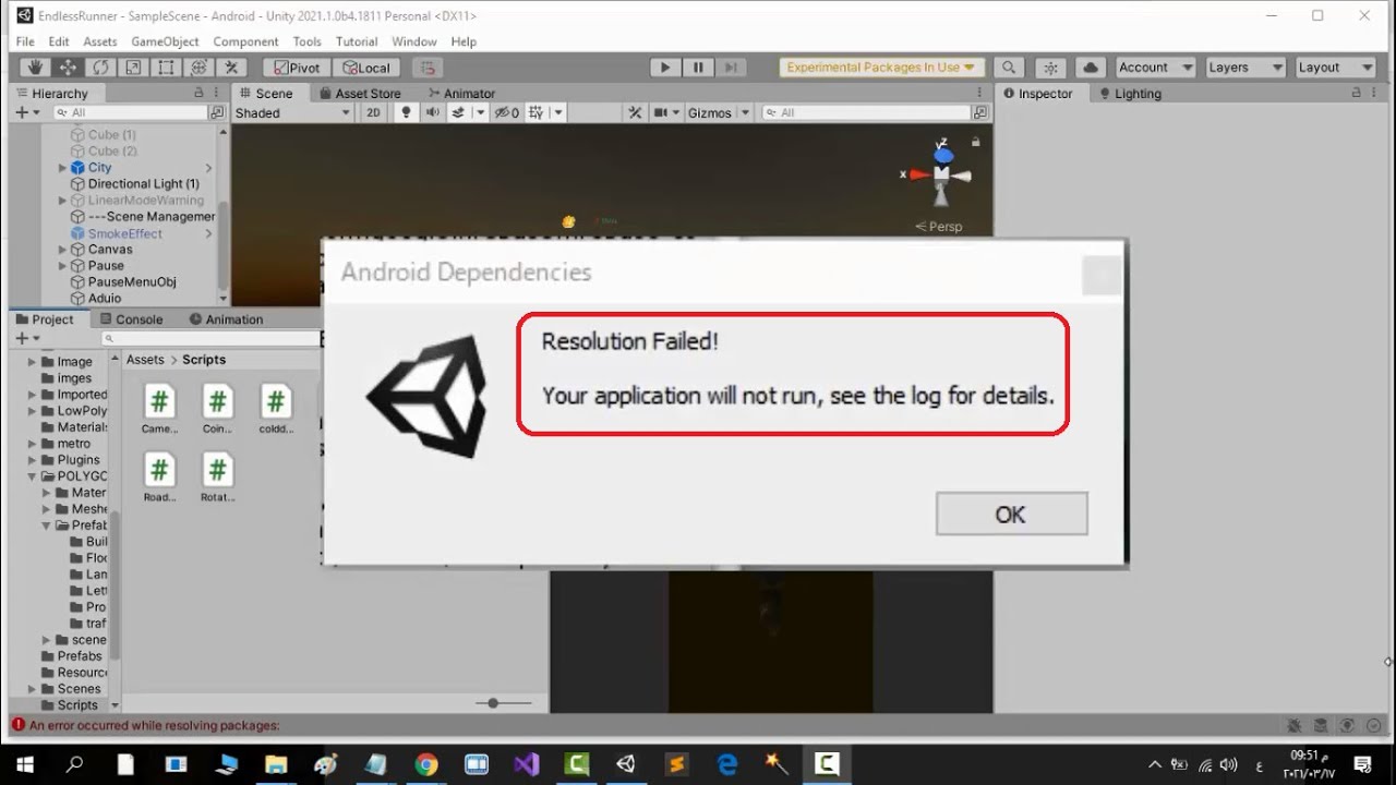 Solve the problem Resolution Failed in unity 3D | حل مشكلة Resolution ...