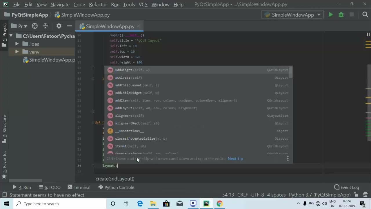 Horizontal layout in PyQT5 - YouTube