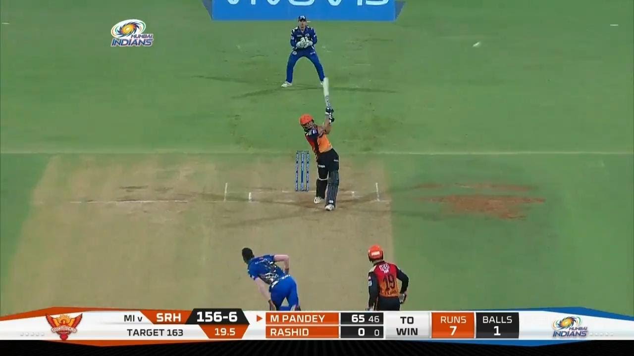 Manish Pandey hit last ball six on Hardik Pandya MI vs SRH IPL 2019 ...