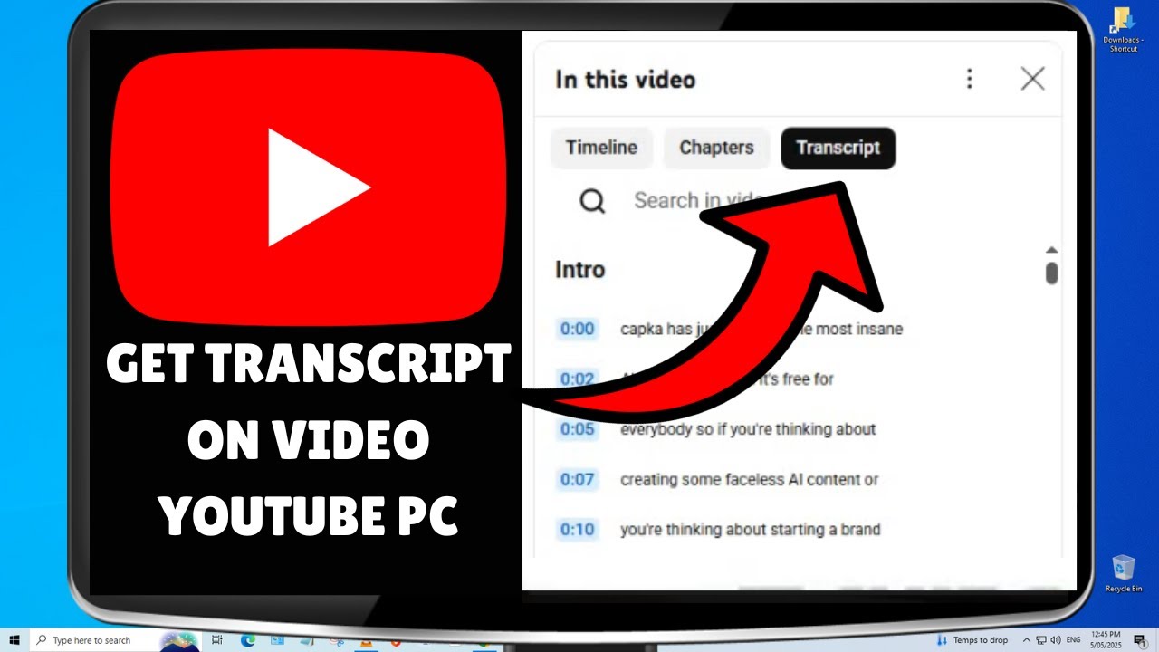 How To Get Transcript on YouTube (Laptop/PC) 2025 - YouTube