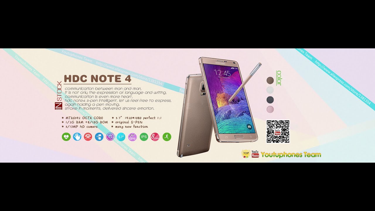 2014 new perfect clone samsung note4 n9100 mtk6582 android phone - YouTube