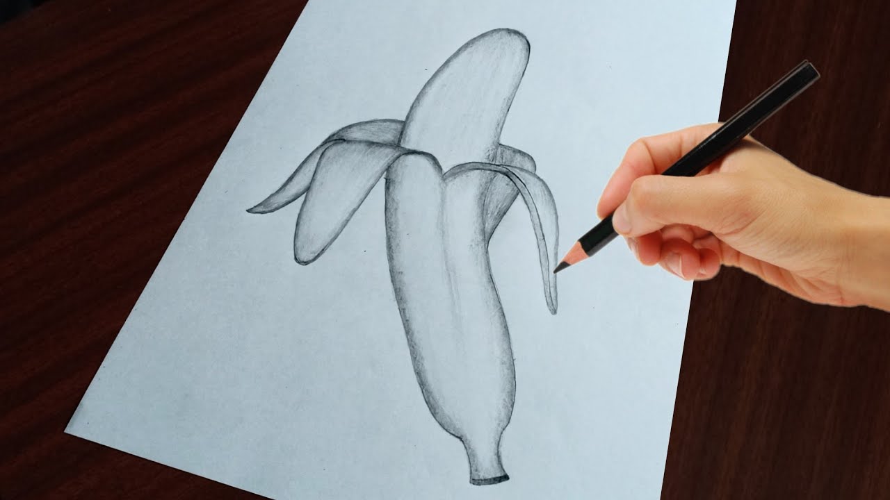 How To Draw Realistic Banana Easy With Pencil - YouTube