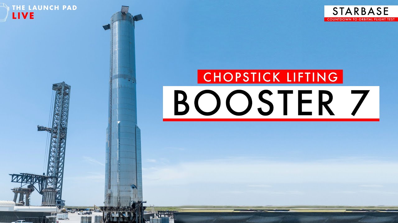 LIFT NOW: SpaceX Booster 7 Lift With Chopsticks - YouTube