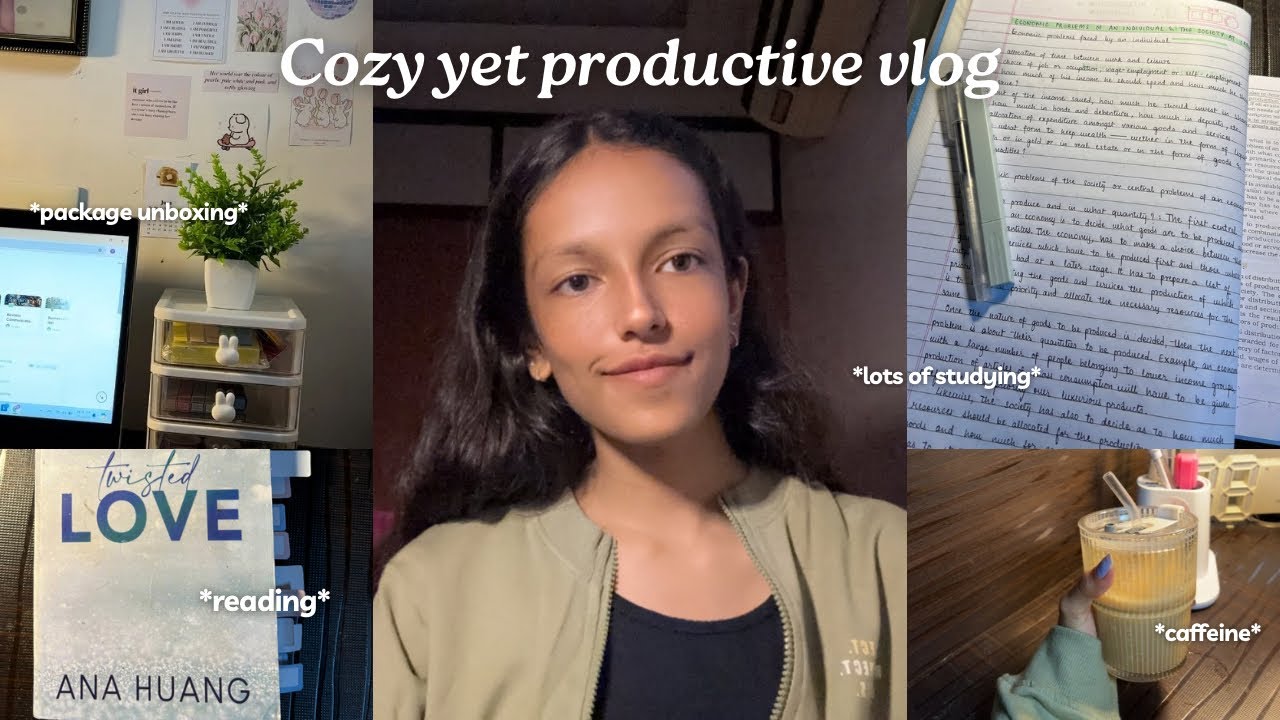 Cozy yet productive vlog 🍜💗 studying, package unboxing, cooking and ...