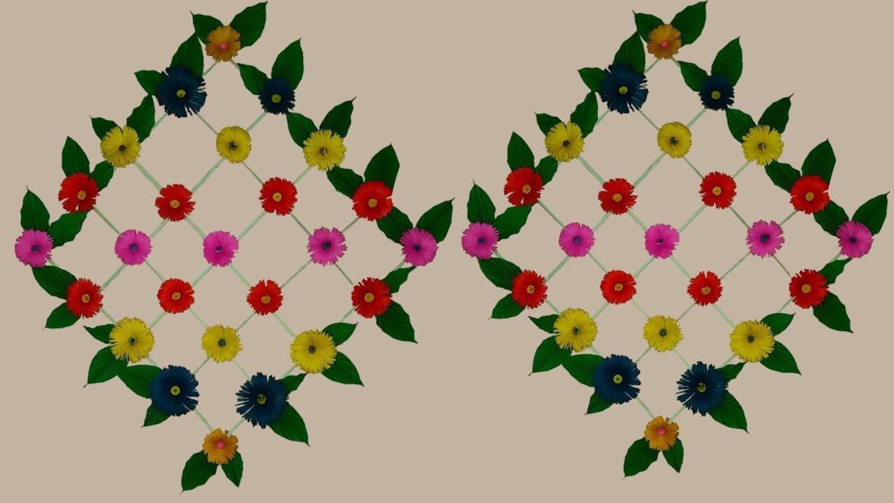 paper flowers wall hanging | simple room decorating ideas | kagaz ke ...