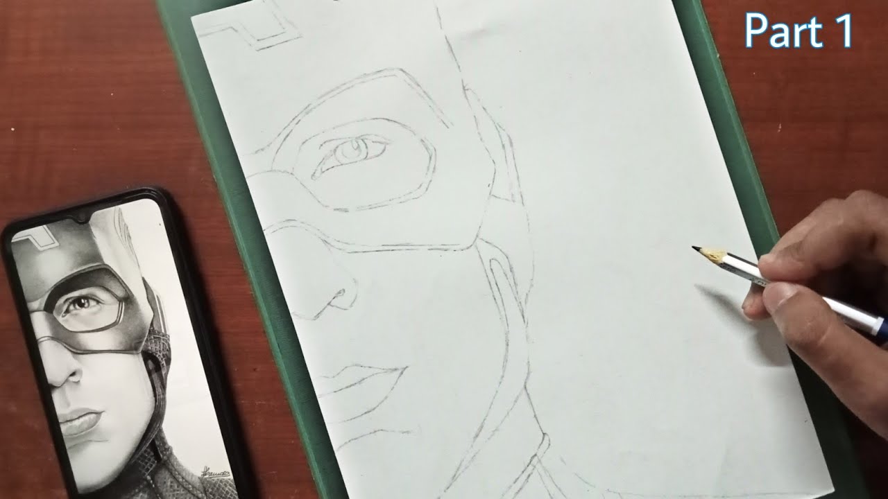How to draw Captain America | Outline Tutorial | Part 1 | Amanazing ...