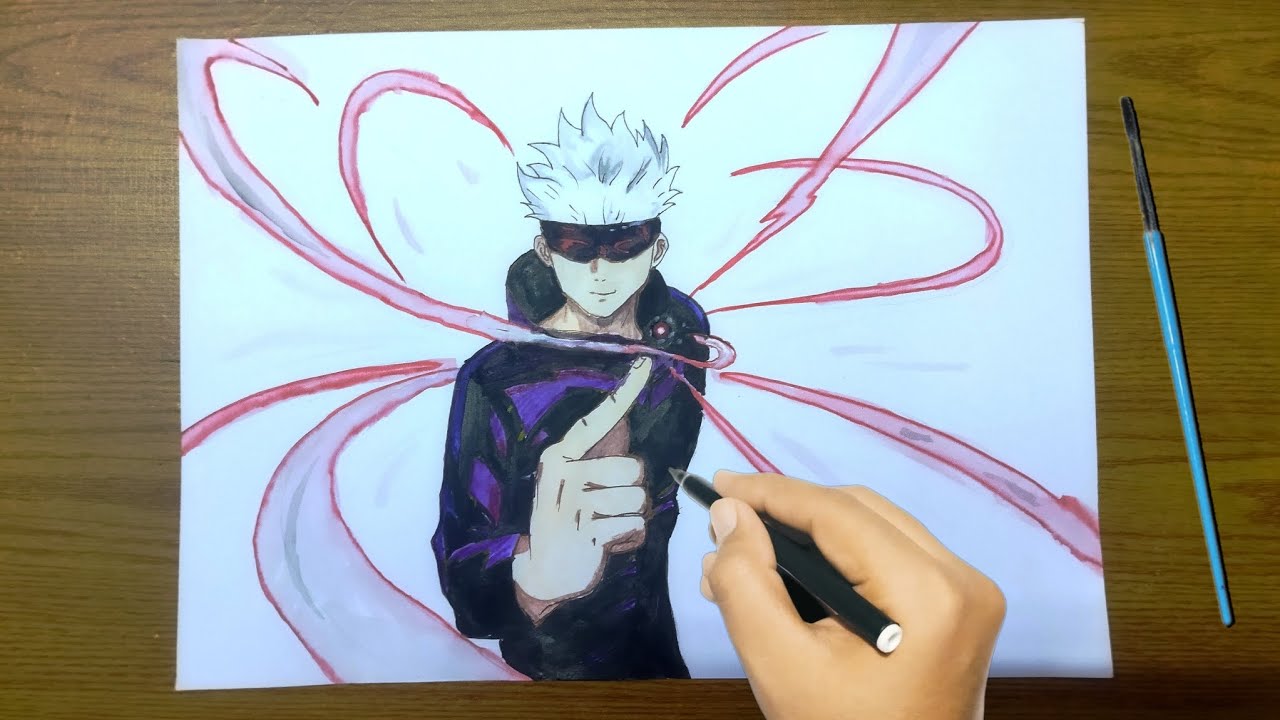How To Draw Satoru gojo using acrylic paint - YouTube