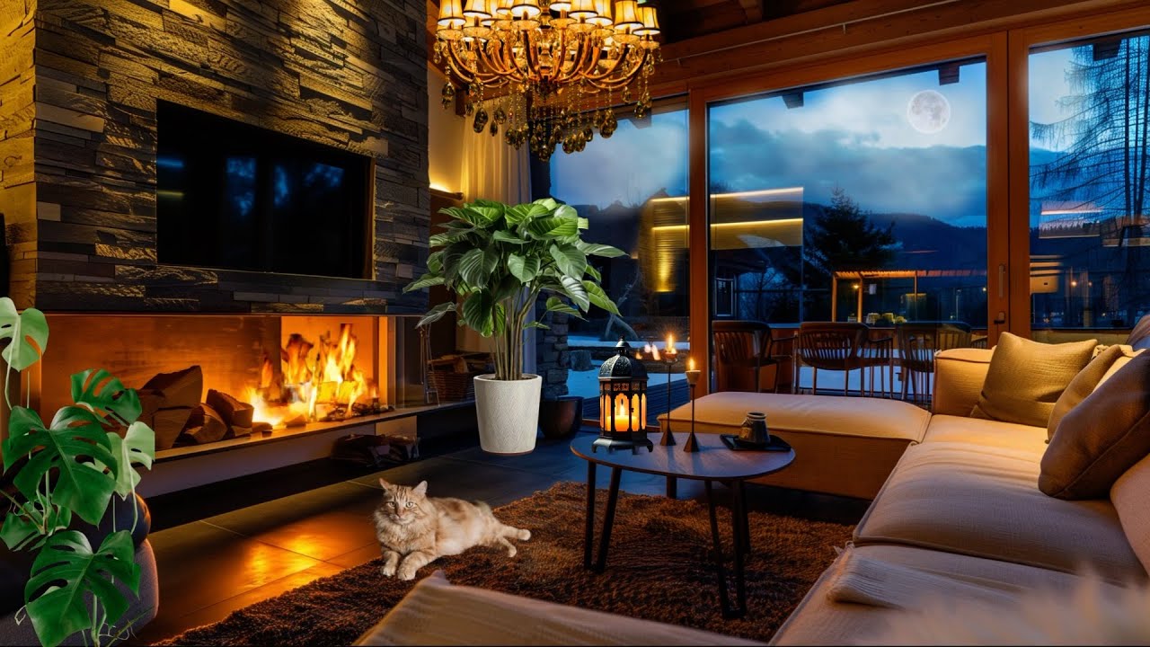 ambient cozy living room vibes - YouTube