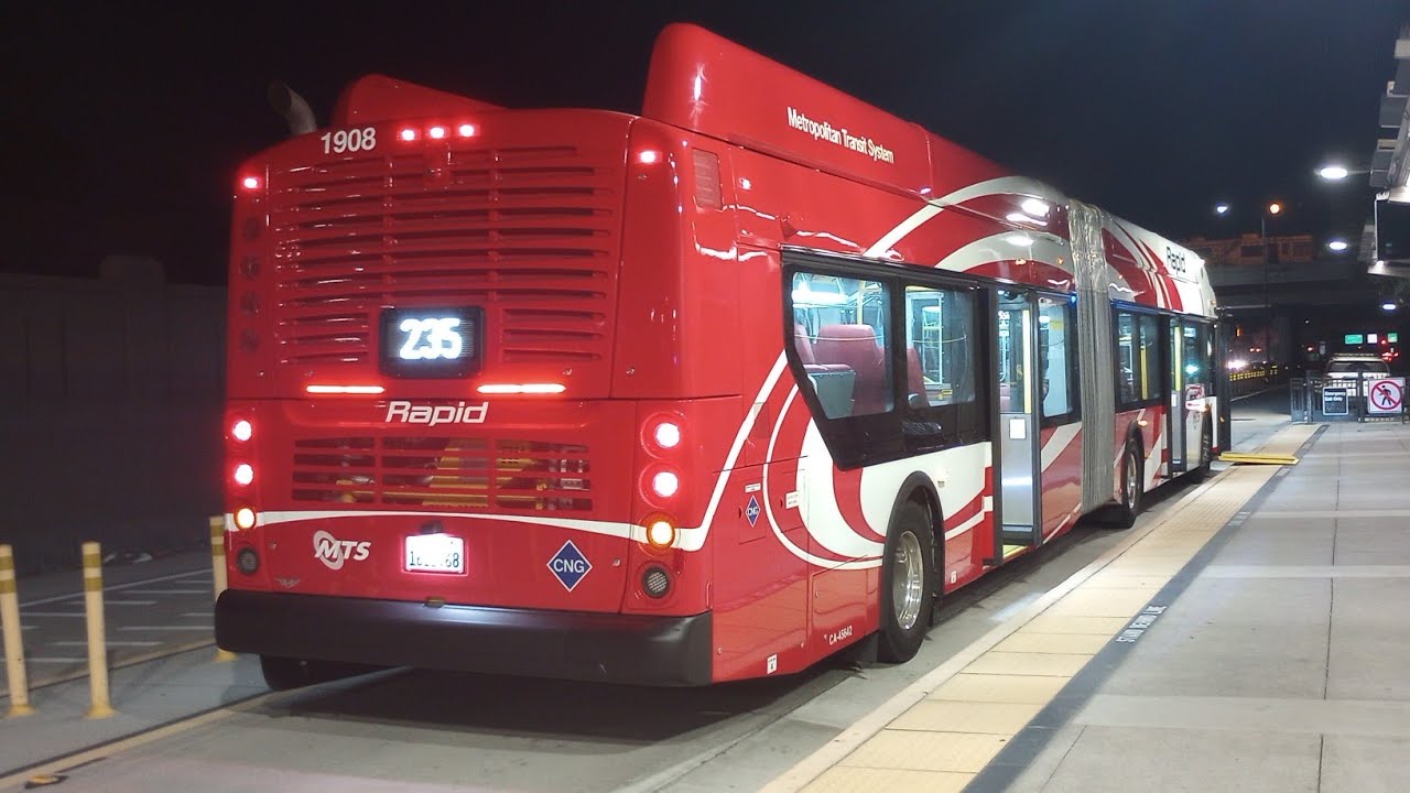 San Diego MTS New Flyer XN60 1908 - YouTube