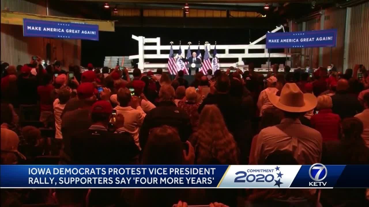 Iowa Democrats protest Vice President rally, supporters say 'four more ...