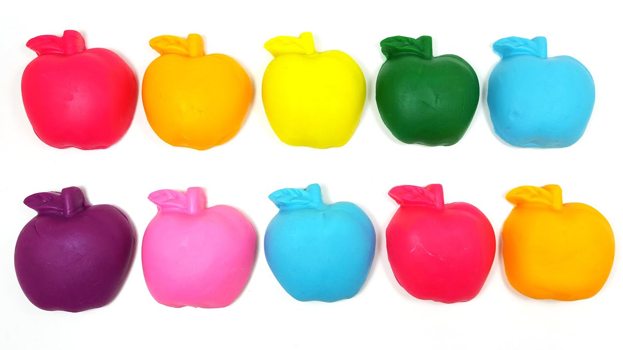 Fun Play & Learn Colours and Numbers With Play Doh Rainbow Apple ...