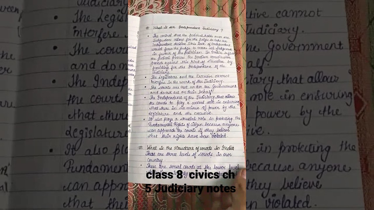 Class 8 Civics Ch 5 Judiciary notes from NCERT - YouTube