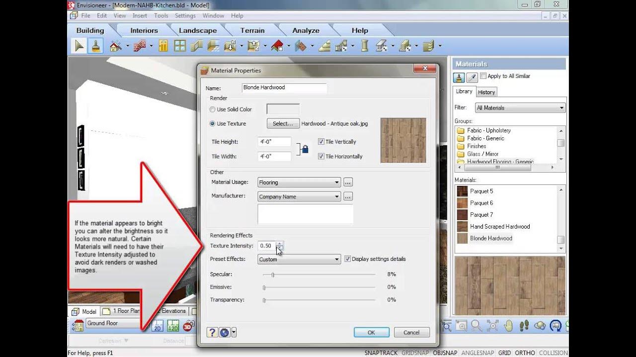 Home Design Software Envisioneer Tool Tip- Rendering Part 2 - Materials - YouTube