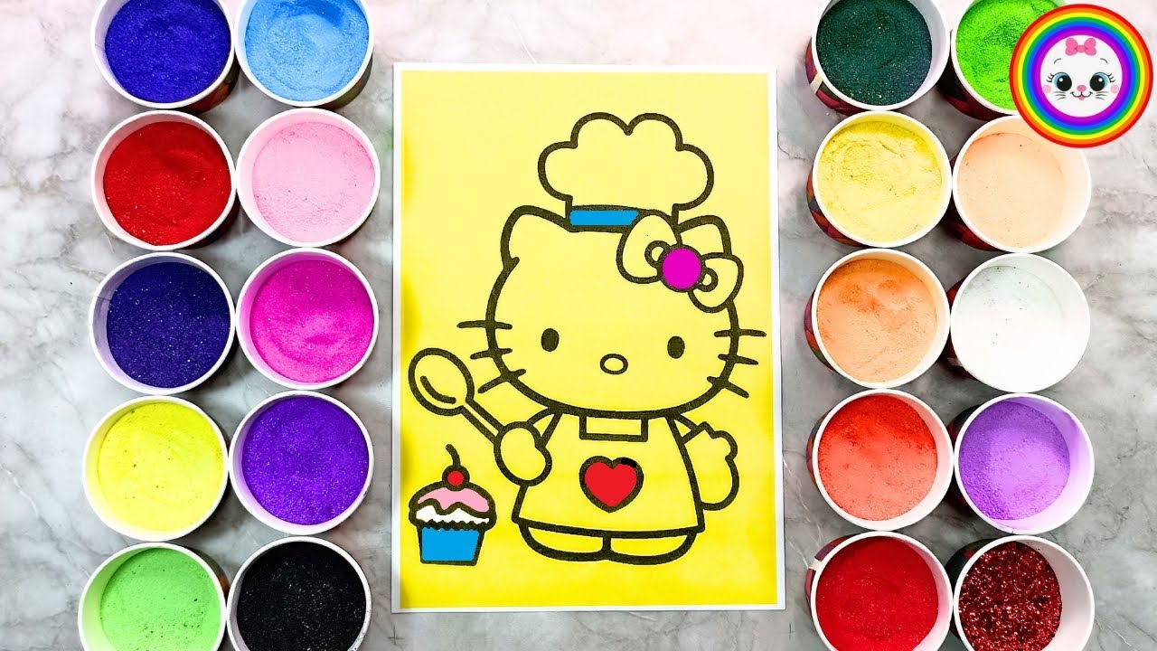 Sand Painting Hello Kitty Pastry Chef || Hello Kitty Sand Art - YouTube