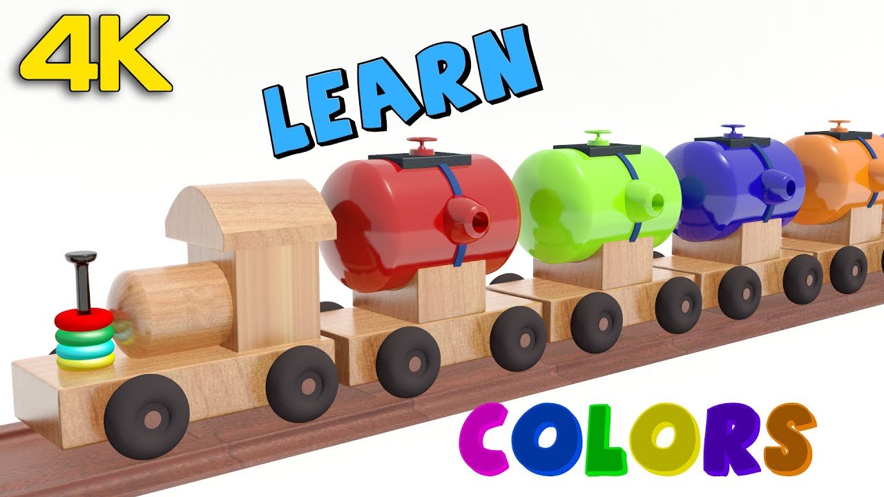 4K | 3D Learn Colors with Toy Train and Color Balls for Children Kids ...