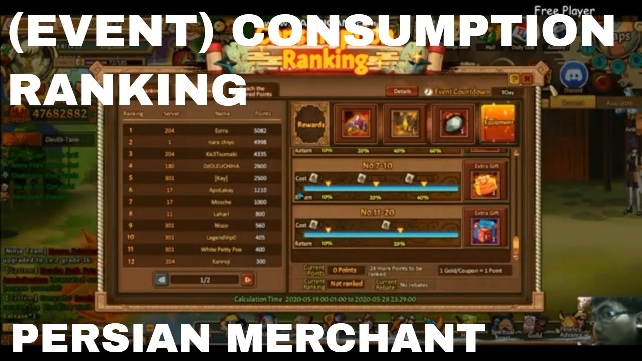 (EVENT) CONSUMPTION RANKING | PERSIAN MERCHANT Unlimited Ninja | Anime ...