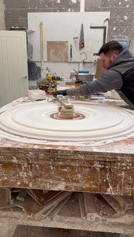 Spinning a bespoke ceiling rose. #radiusofcurvature #plaster #art # ...