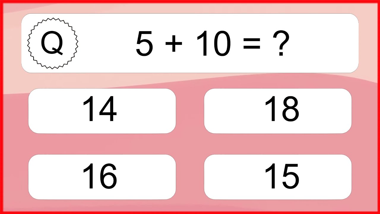 20 Addition Quiz Exercises for Kids - YouTube