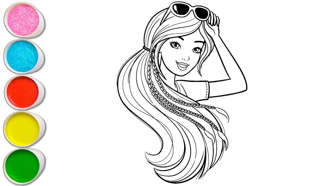 Cute Barbie Girl Drawing for kids, Painting & Coloring for kids | Let's ...