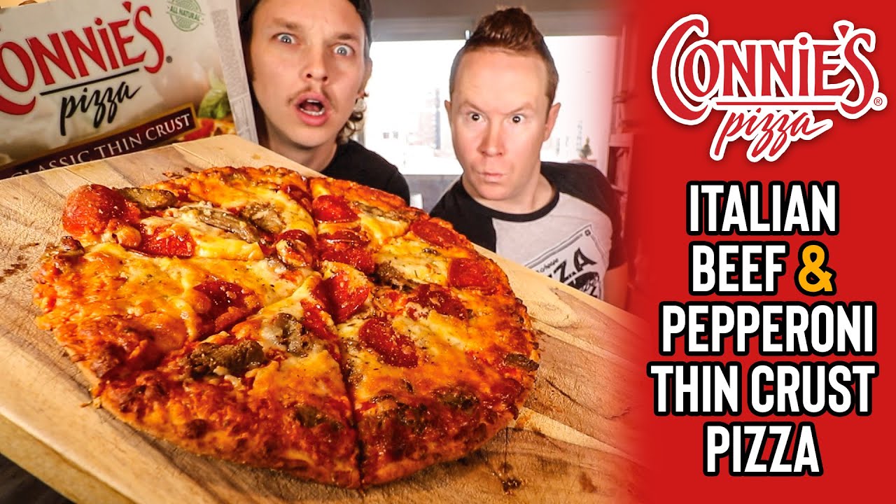 We ate a $7.49 Connie's Pizza with Italian Beef & Pepperoni - YouTube