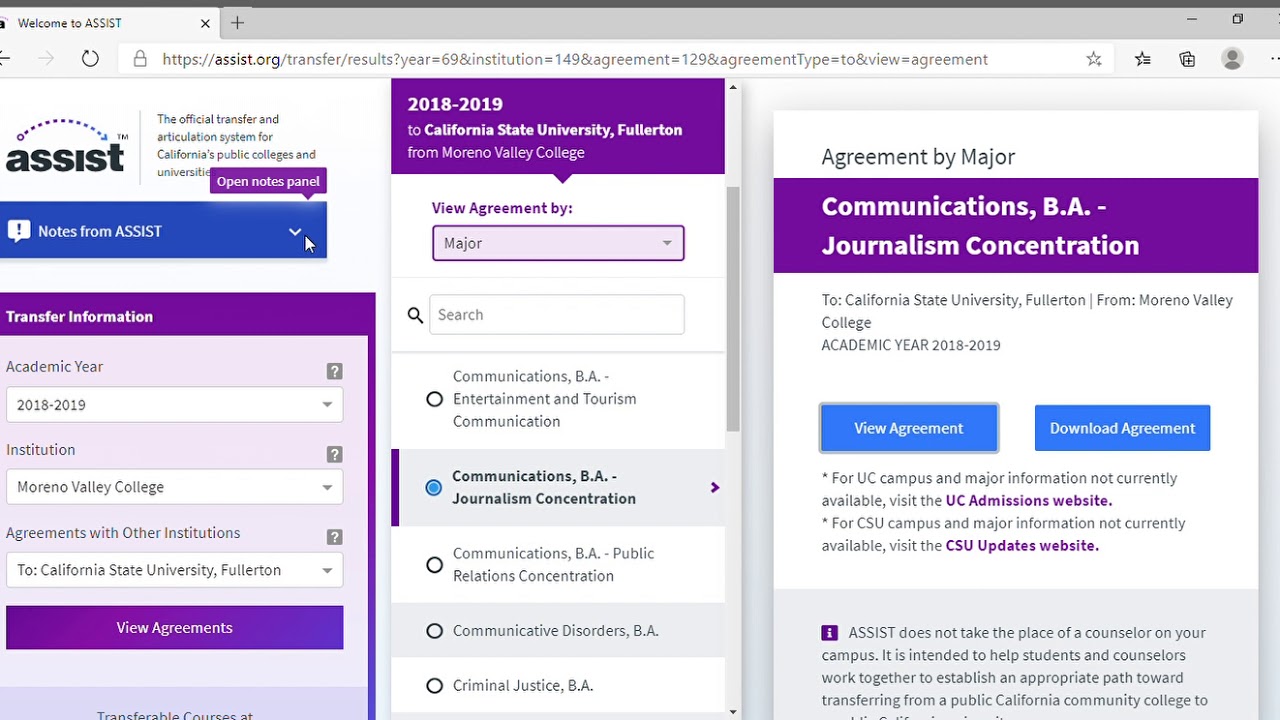 ASSIST ORG FOR TRANSFER AND MAJOR PREPARATION - YouTube