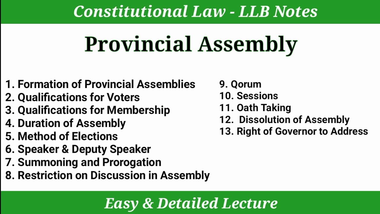 Provincial Assemblies of Pakistan | Article 106 to 128 Constitution of ...