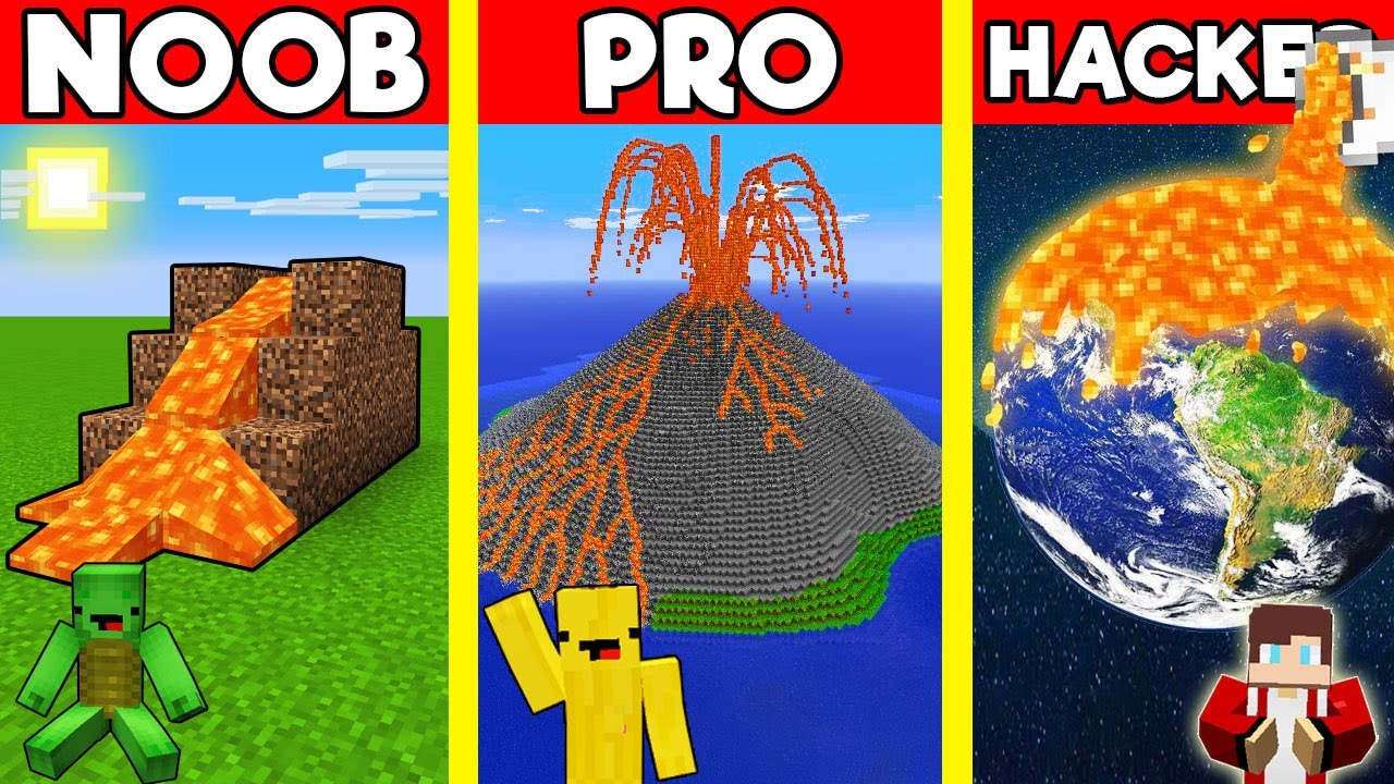 VOLCANO Build Battle In Minecraft - NOOB VS PRO CHALLENGE - Maizen ...