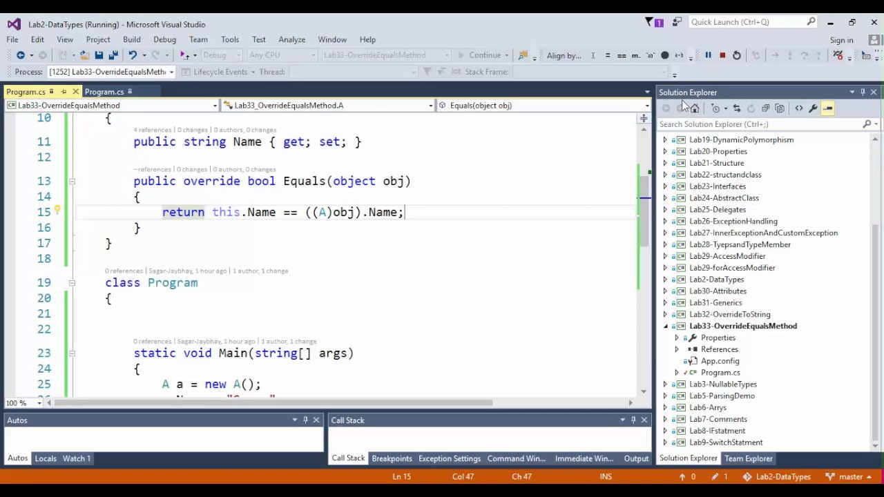 Lab33 Why to override Equals Method in c# - YouTube