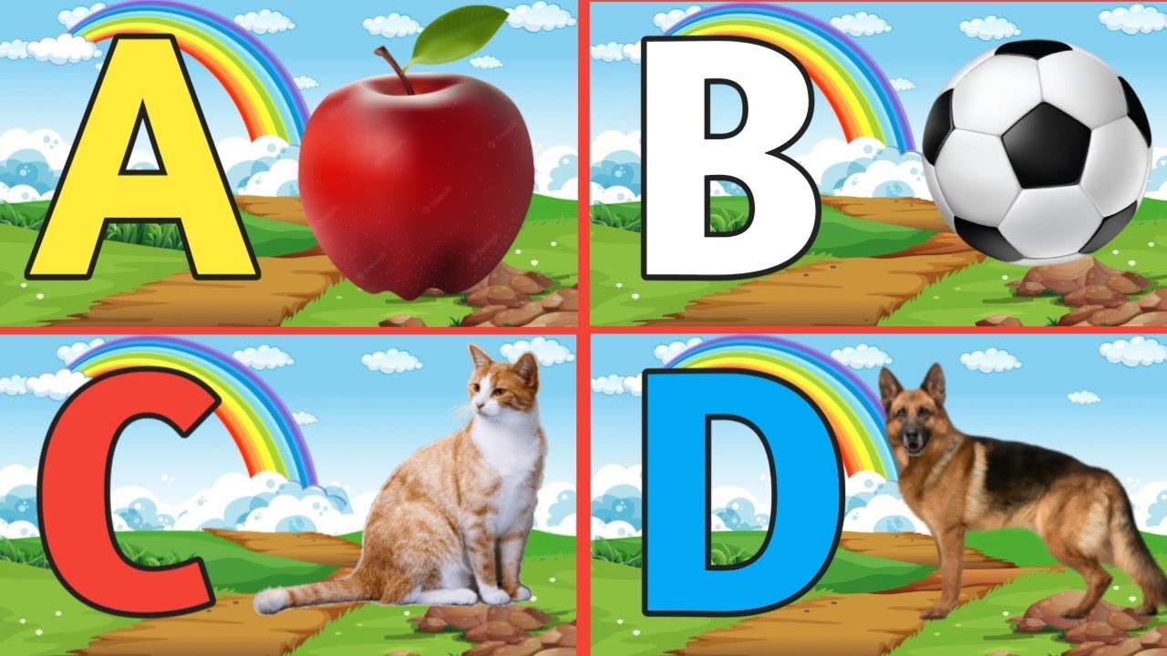 A for apple b for ball,abcd alphabet,abc phonics song,abcd words - YouTube