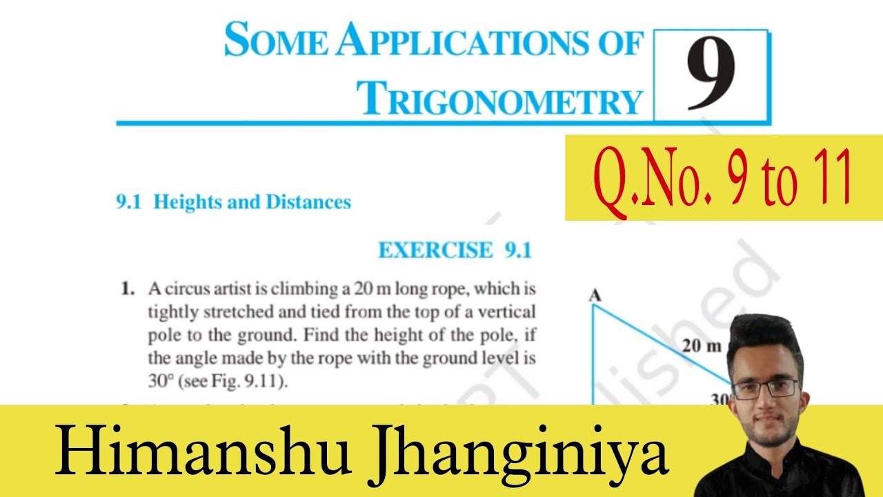 Class 10 Math Chapter 9 Some Applications Of Trigonometry || Ex. 9.1 ...
