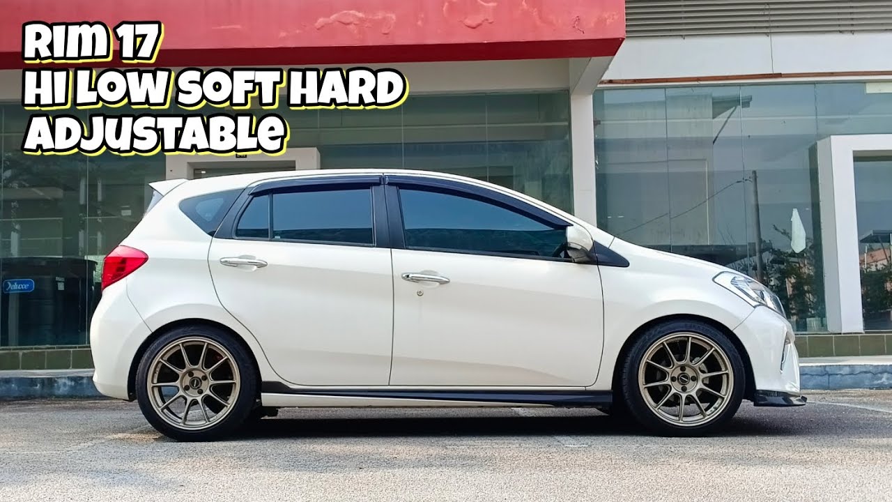 Myvi gen3 rim 17 install adjustable hi low soft hard with bodyshift ...