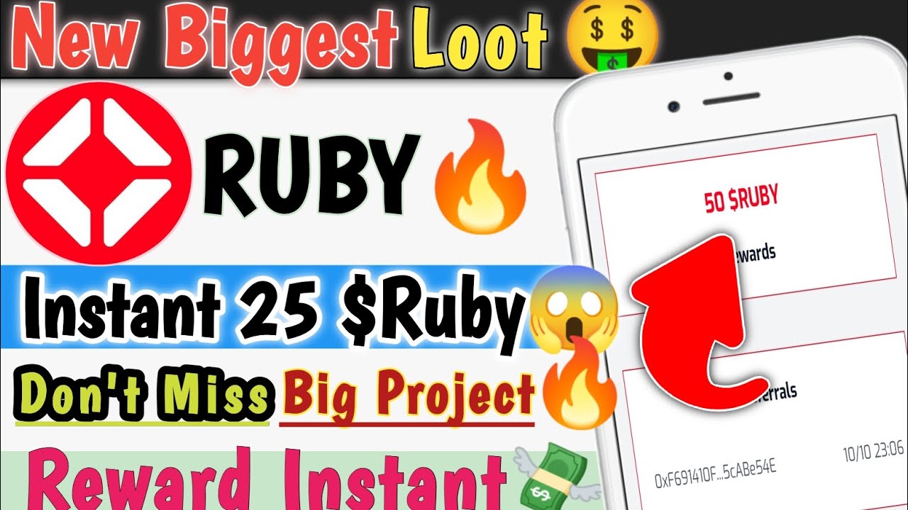 Instant 25 $Ruby🤑Instant Ruby Coin For All User | New Crypto Unlimited Airdrop | Today New ...