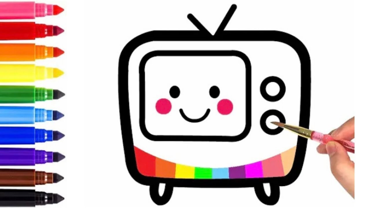 Easy drawing for kids 7 year old | Drawing a TV | How to Draw a TV ...