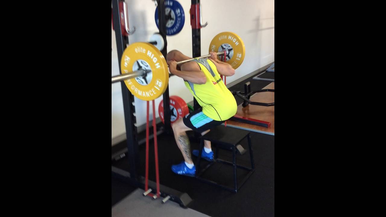 Banded Box Squat BB - YouTube