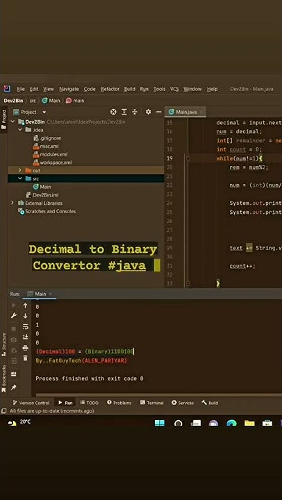 Decimal to Binary Convertor | Using JAVA | - YouTube