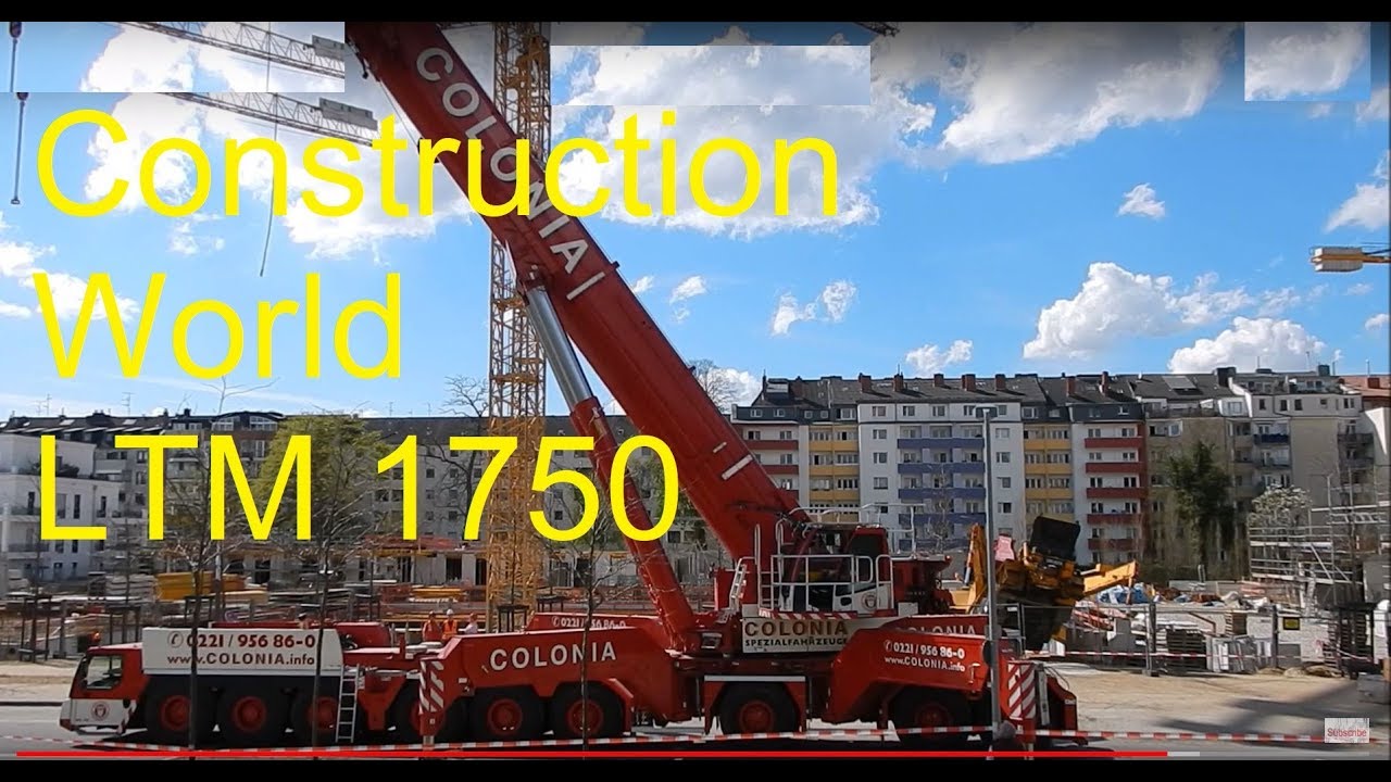 huge mobile crane Liebherr LTM 1750 9.1 start work - YouTube