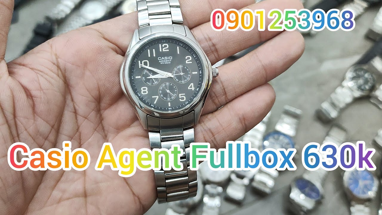Casio Agent Fullbox size40 6kim thứ ngày 24h dây dài đẹp ken full chức ...