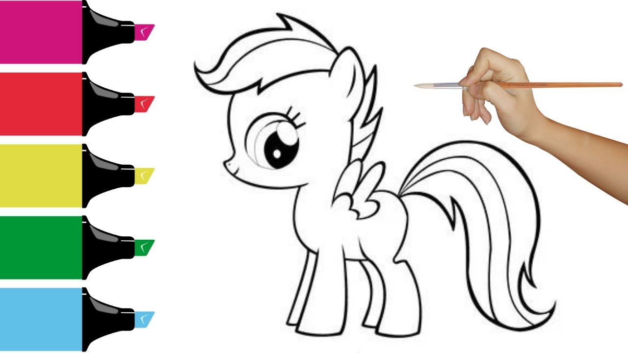 Draw a pony 🌈🌈🌈 Drawing and Coloring Digger for Kids, Toddlers | Let's ...