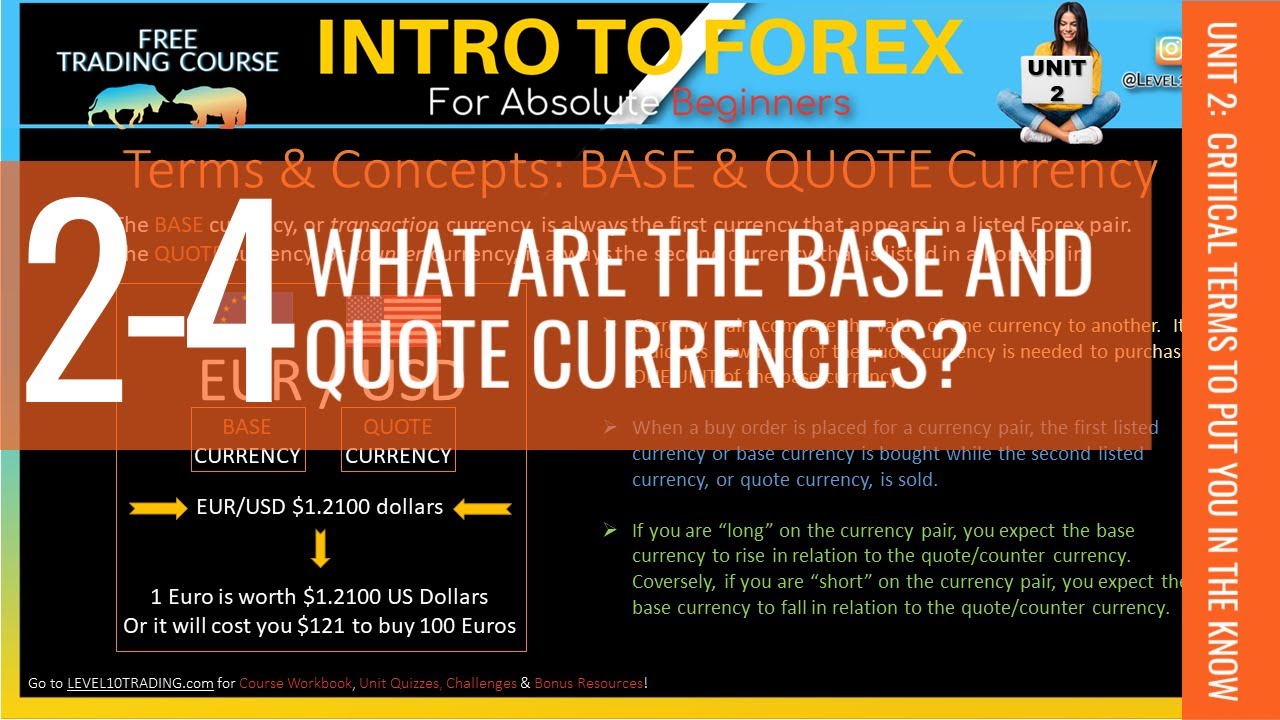 Intro to Forex: Unit 2-4 What are the Base and Quote Currencies? - YouTube