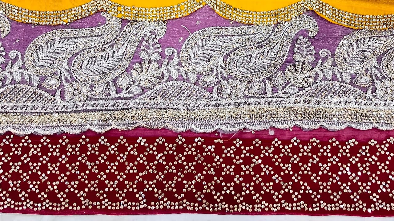 chiffon fabric with siroski work garlish look designer saree # ...