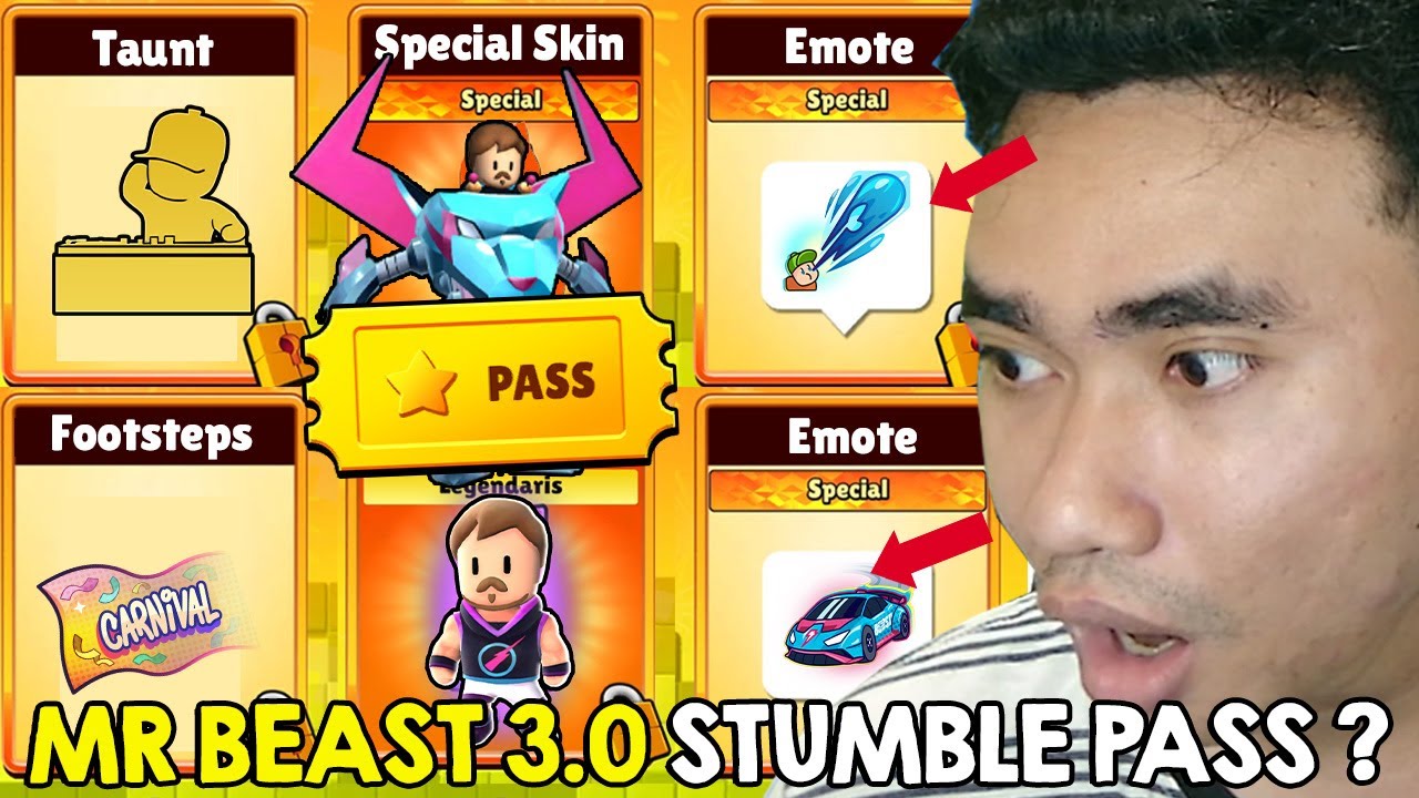 NEW BOCORAN HADIAH STUMBLE PASS BARU X MR BEAST 3.0! EMOTE SPECIALNYA KEREN BANGET! - Stumble ...