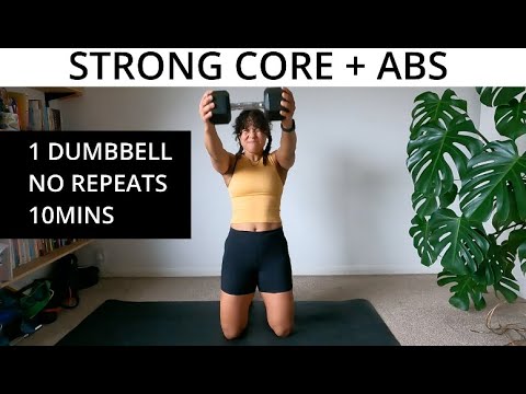 STRONG CORE & ABS - No Repeats Core Workout 1 Dumbbell 10mins! - YouTube