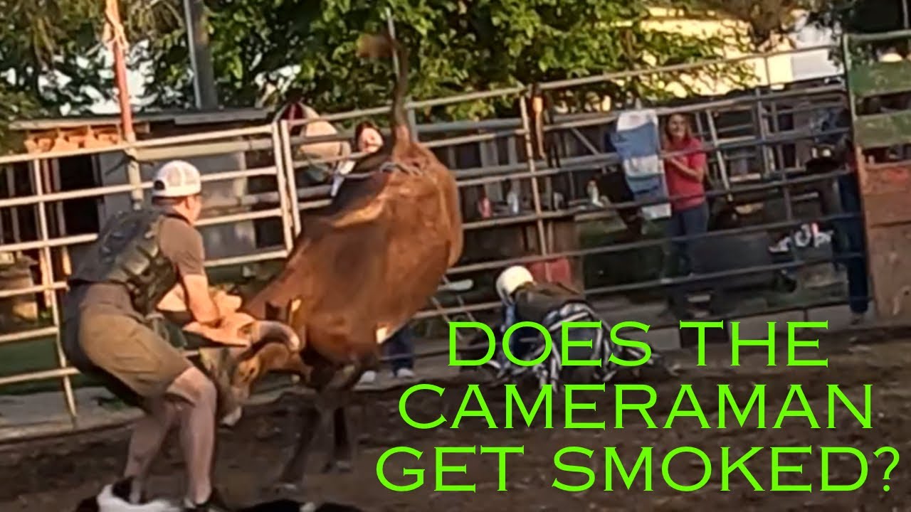 More crazy bull riding action from practice at the Funny Farm - YouTube