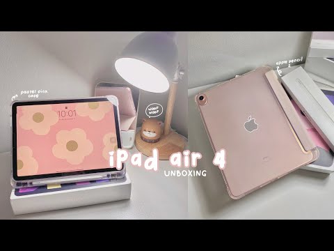 ☁️ rose gold iPad air 4 unboxing & set up (apple pencil 2 + accessories) 🎀