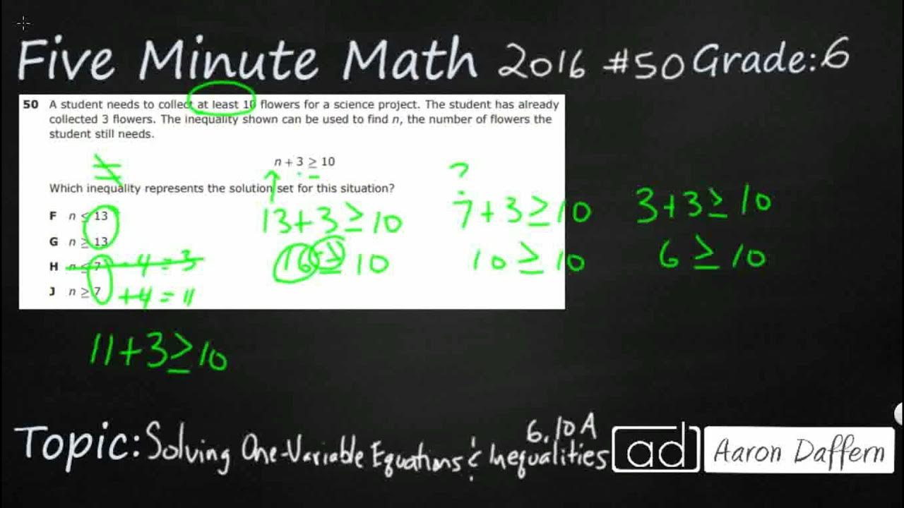 6th Grade STAAR Practice Solving One-variable Equations and ...