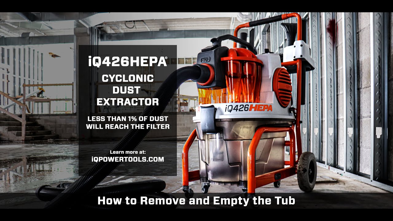 Dust Extractor with Cyclones - How to Empty Tub - iQ426HEPA - YouTube