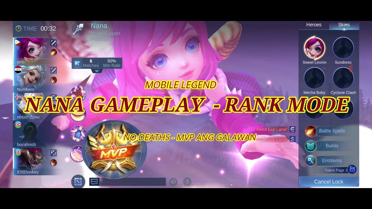Mobile Legend Nana Gameplay Rank Mode Youtube