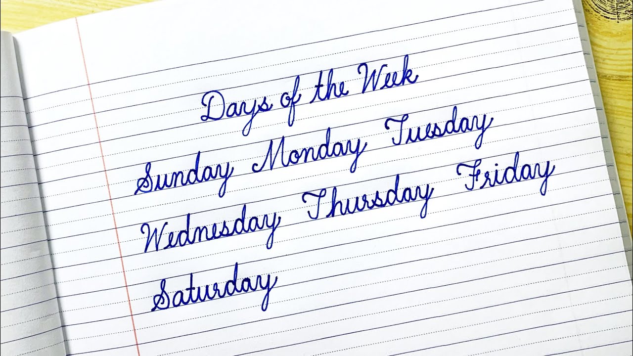 How to write the days of the week in cursive handwriting for beginners ...